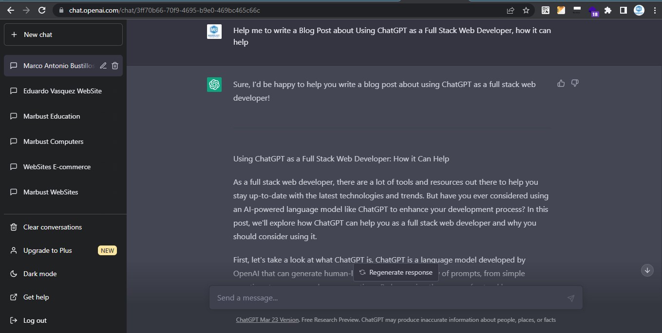 Using ChatGPT | Marco Antonio Bustillos Quiroz