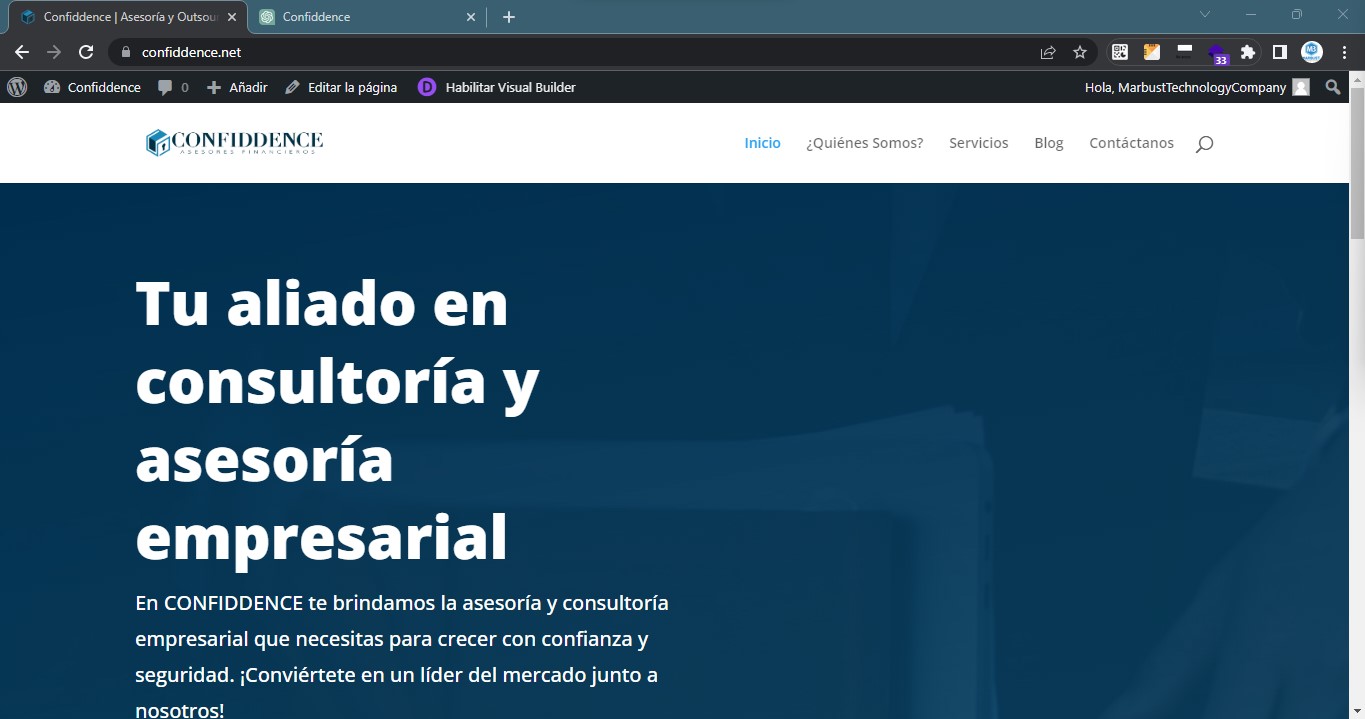 Desarrollo de la Web de Confiddence | Marco Antonio Bustillos Quiroz